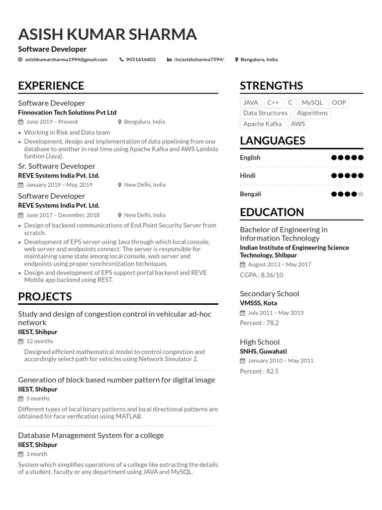 Asish Kumar Sharma: Strengths Experience | PDF | Information Technology ...