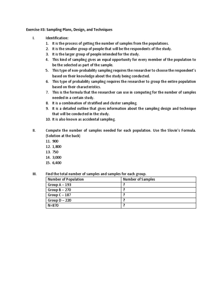 Sampling Plans, Design, and Technique | PDF