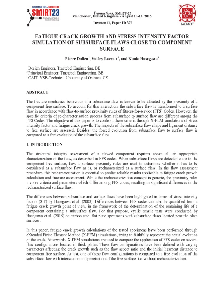 SMiRT-23 Paper 379 PDF | PDF | Fracture Mechanics | Fatigue (Material)