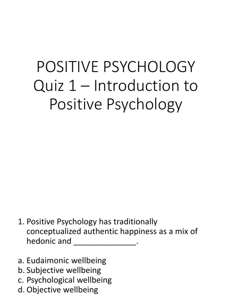 Moving Quiz - Chapter 1 and 2 Positive Psychology | PDF | Positive ...