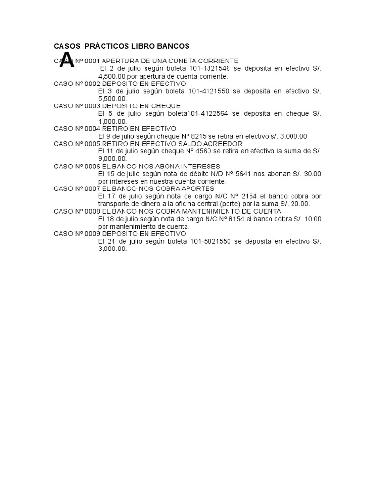 Casos Pràcticos Libro Bancos | PDF | Cheque | Bancos