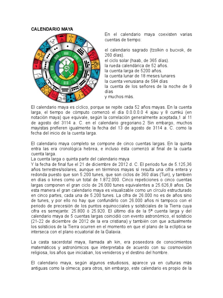 Calendario Maya - Definicion | Descargar gratis PDF | Astronomía ...