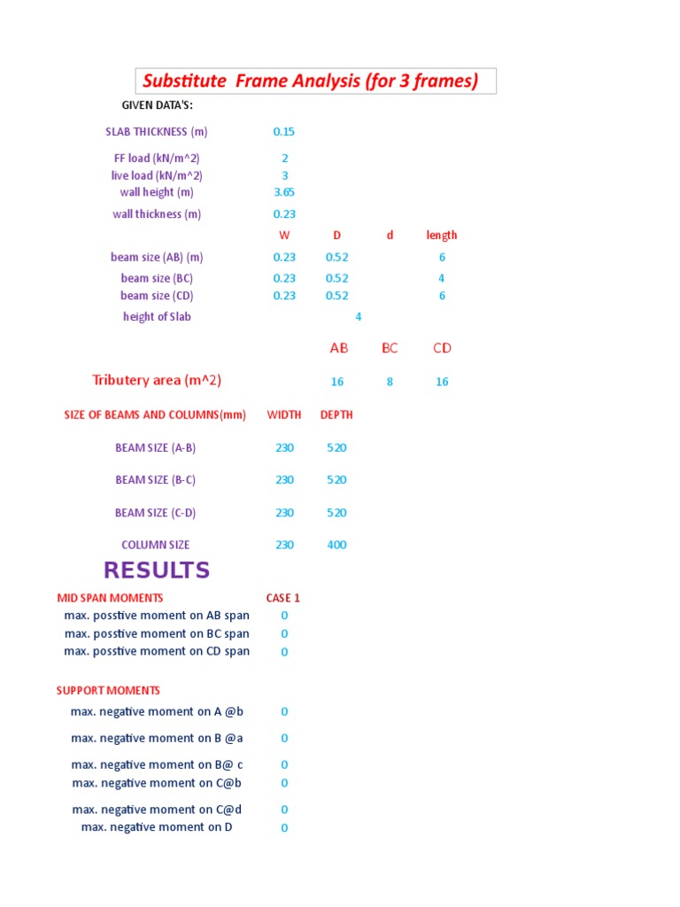 Substitute Frame Analysis (For 3 Frames) : Results | PDF | Beam ...