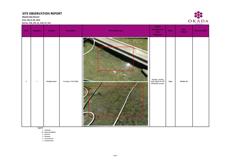 Site Observation Report: Manila Bay Resort | PDF