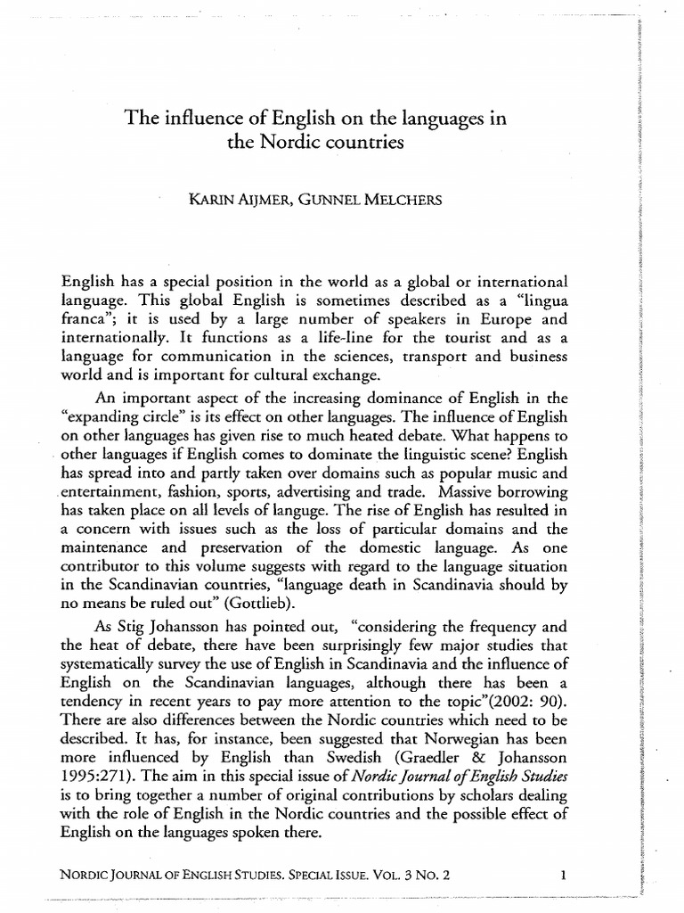 The Influence of English On The Languages in The Nordic Countries | PDF ...
