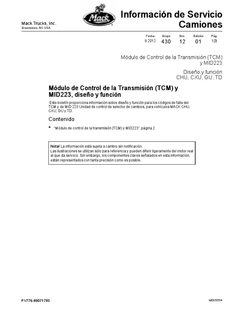 Mack Módulo de Transmicion Diseño y Función | PDF | Eje | Sensor