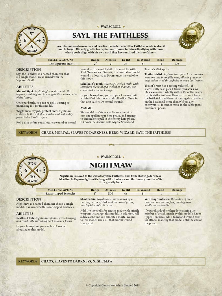 Aos Warscroll Sayl and Nightmaw | PDF | Fantasy | Leisure