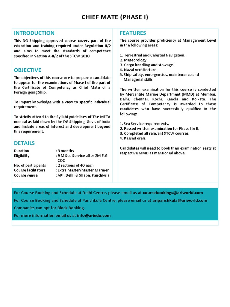 Preparing Candidates for the Chief Mate Certificate of Competency: An ...