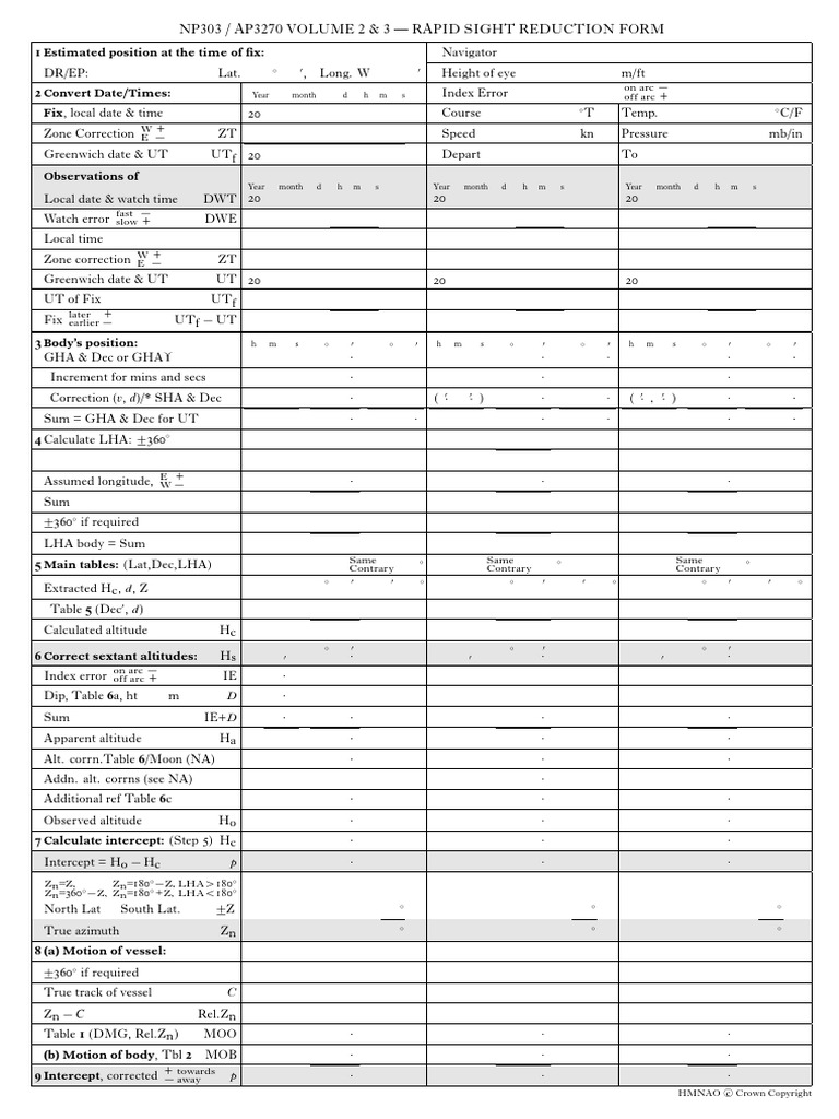 Np303 / Ap3270 Volume 2 & 3 - Rapid Sight Reduction Form: Fix, Local ...
