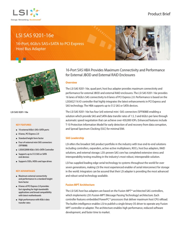 LSI SAS 9201-16e: 16-Port, 6Gb/s SAS+SATA To PCI Express Host Bus ...