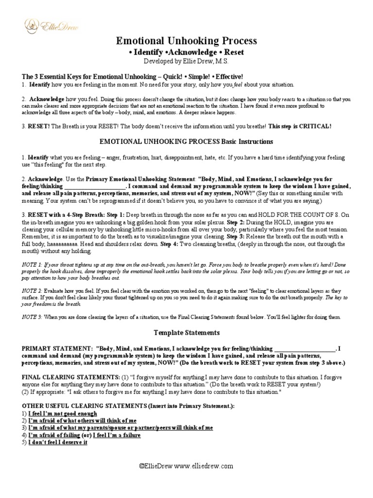 Emotional Unhooking Process | Download Free PDF | Feeling | Emotions