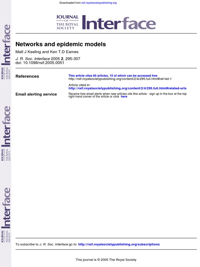 Networks and Epidemic Models | PDF | Infection | Transmission (Medicine)