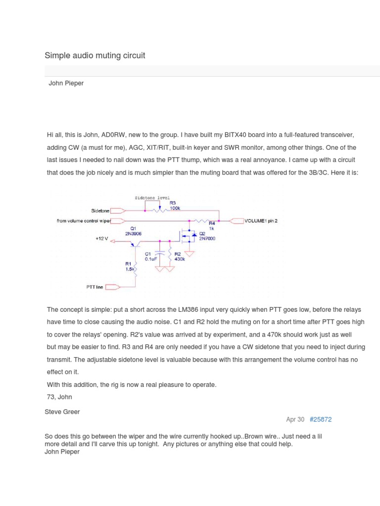 Simple Audio Muting Circuit | PDF