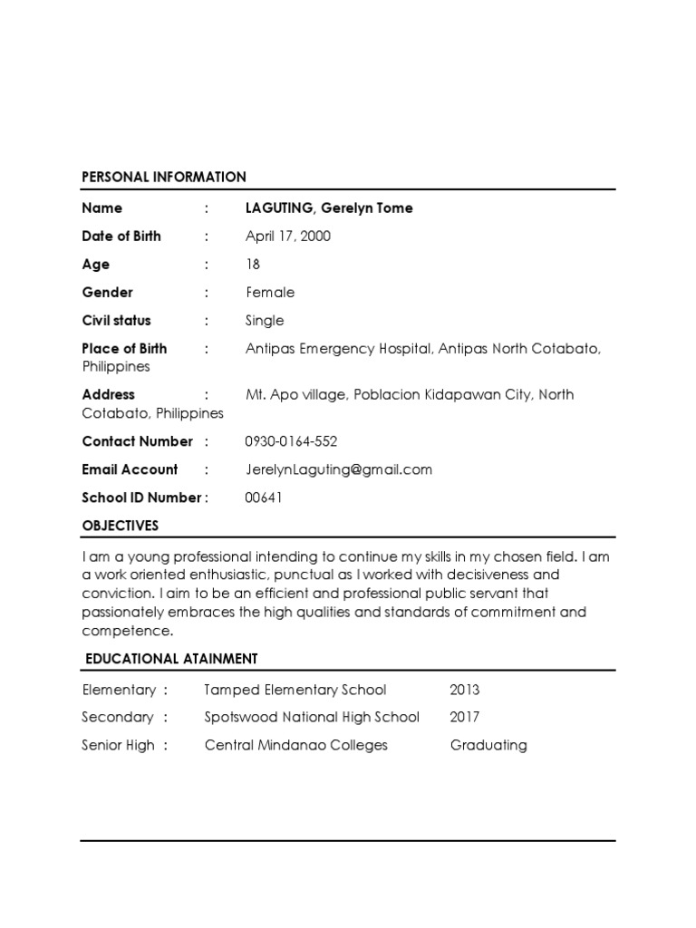 Three Resumes for an Internship at the Public Attorney's Office | PDF | Behavior Modification ...