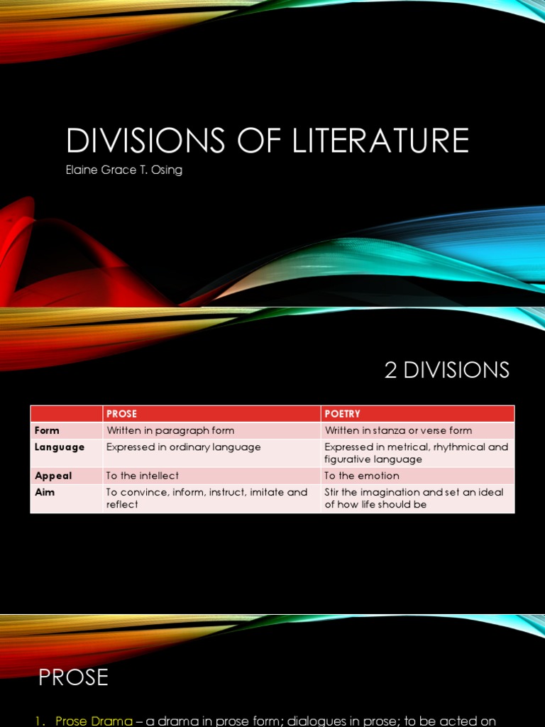Divisions of Literature: Prose and Poetry | PDF | Poetry | Plot (Narrative)
