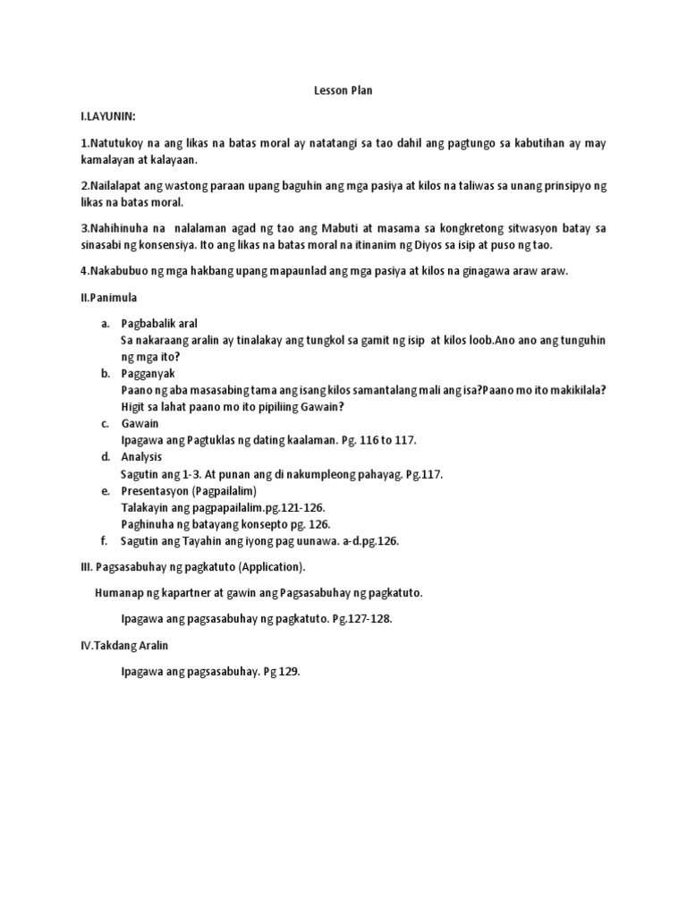 Grade 7 Values Lesson Plan | PDF