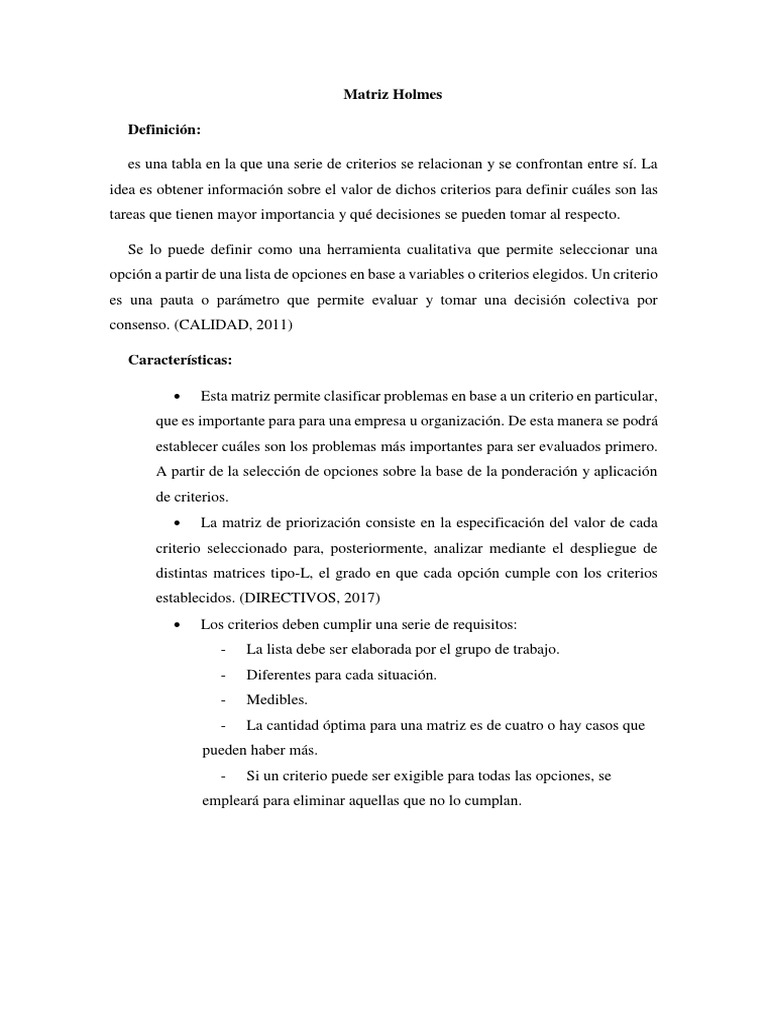 Matriz de Prioridad Holmes: Guía Práctica | PDF | Matriz (Matemáticas ...