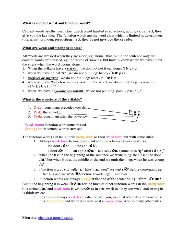 Weak and Strong Form and Syllable PDF | PDF