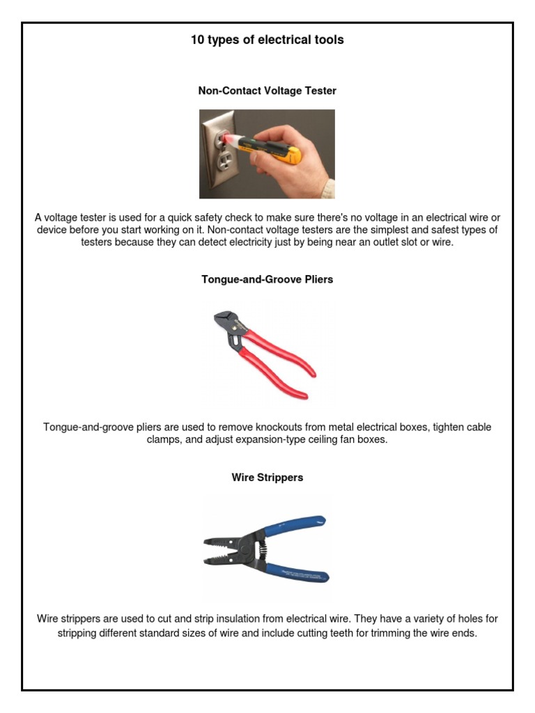 10 Types of Electrical Tool1 | PDF | Inductor | Electromagnetism