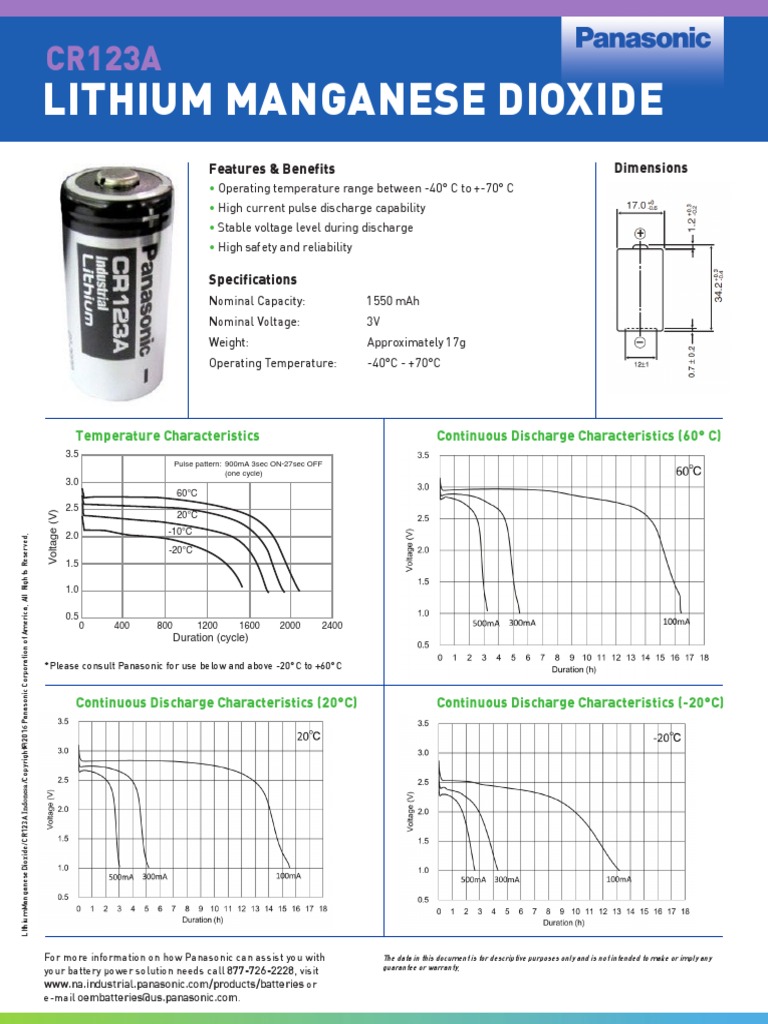 Panasonic CR123A | PDF | Electricity | Electrical Engineering