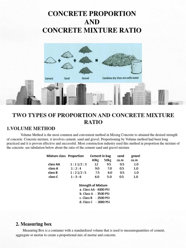 Concrete Proportion and Concrete Mixture Ratio | PDF | Concrete ...