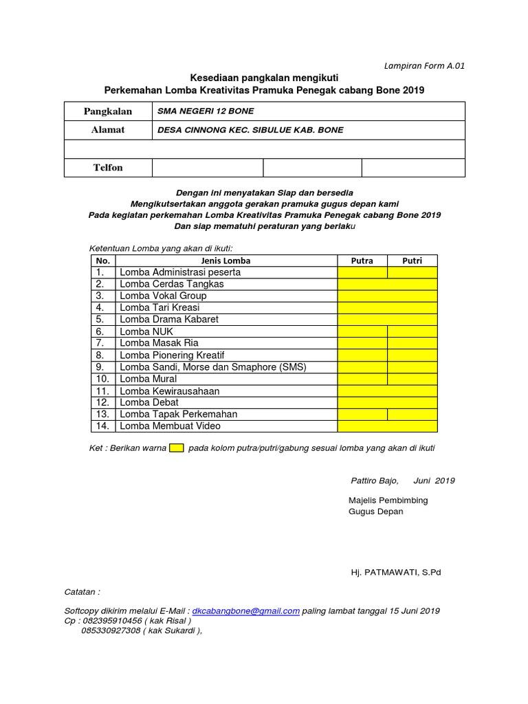 Formulir A.01 | PDF
