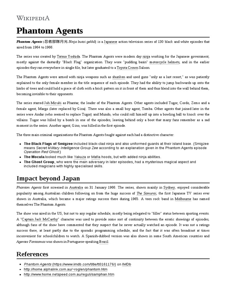 Phantom Agents: Impact Beyond Japan | PDF | Ninja | Television Programs