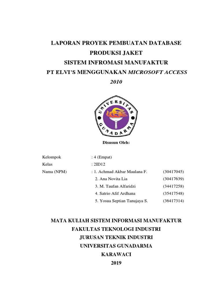 Database Produksi Jaket PT Elvi's Access 2010 | PDF | Bisnis ...