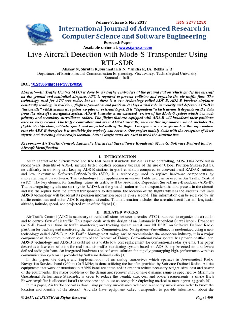Live Aircraft Detection With Mode-S Transponder Using RTL-SDR | PDF ...