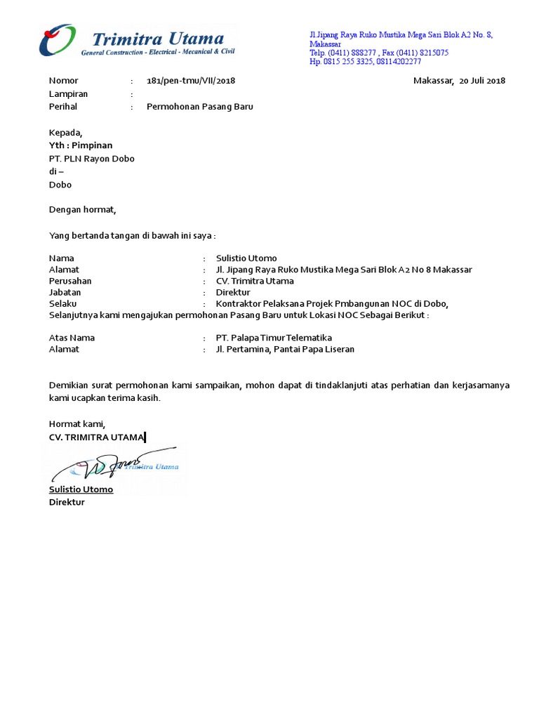 181 Permohonan Pasang Baru PLN | PDF