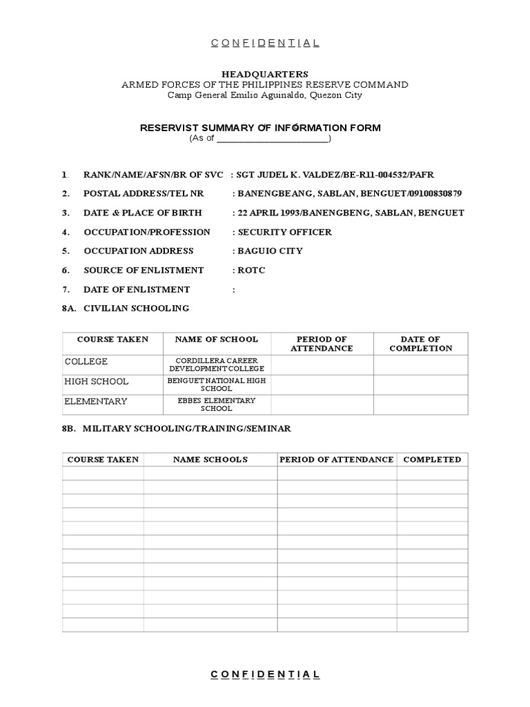 SOI Blank Form | PDF | Military Science | Military