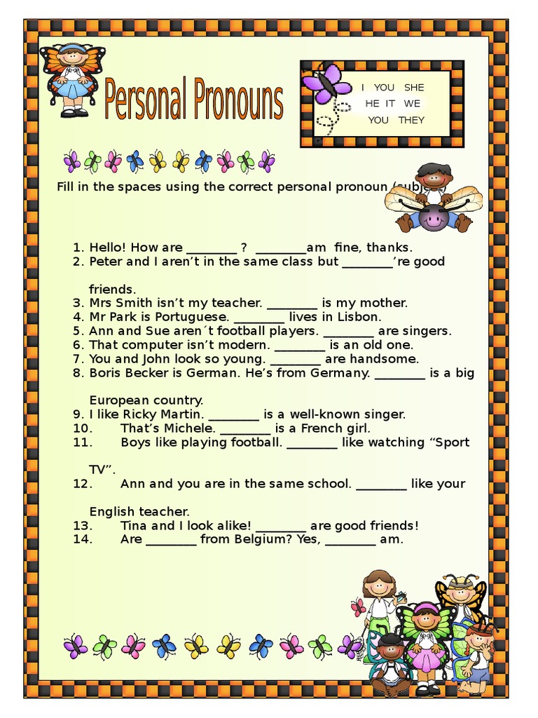 Personal Pronouns Subject | PDF