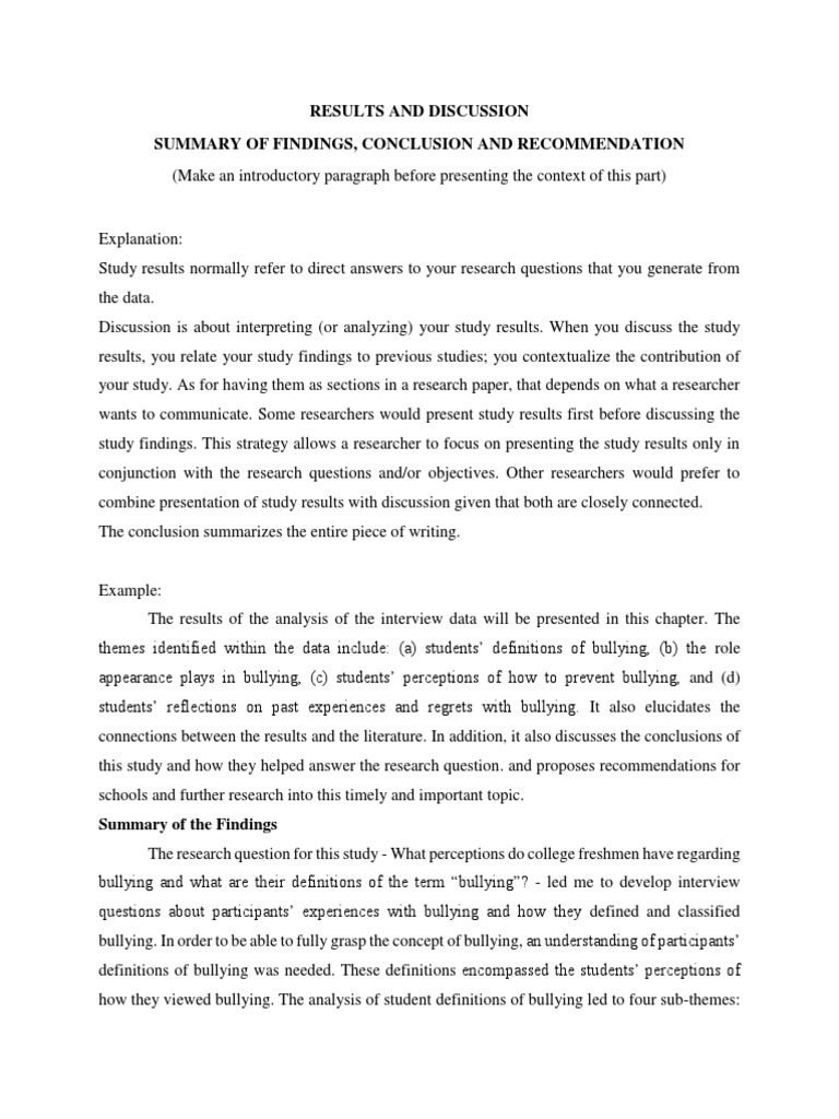 Results and Discussion on Bullying Perceptions | PDF | Bullying ...