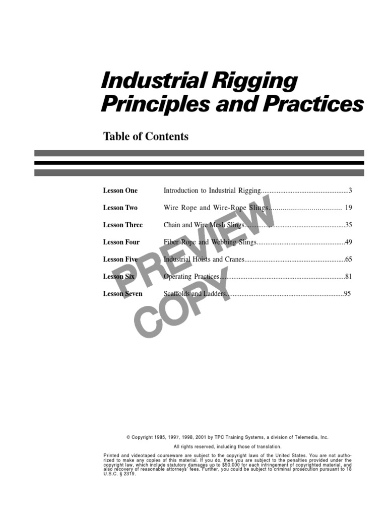 318 Industrial Rigging Principles and Practices Course Preview | PDF ...