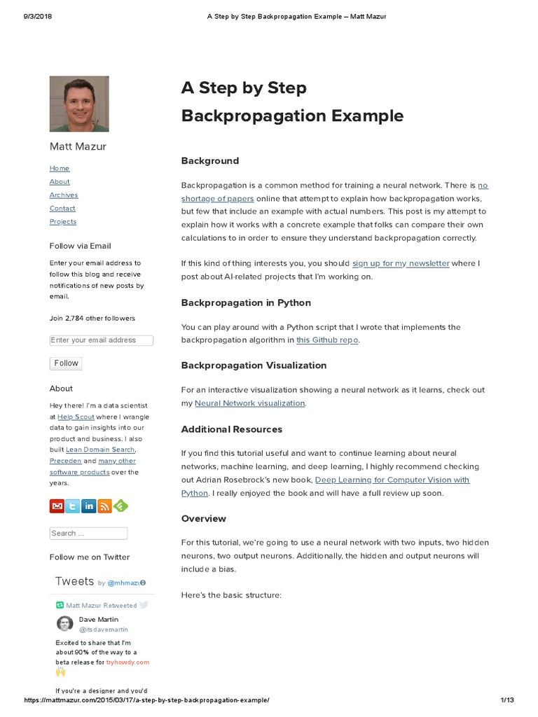 Step by Step Backpropagation Guide | PDF | Neuroscience | Computational ...