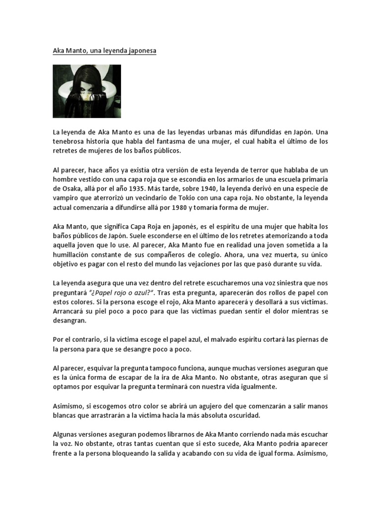 La leyenda de Aka Manto en Japón | PDF