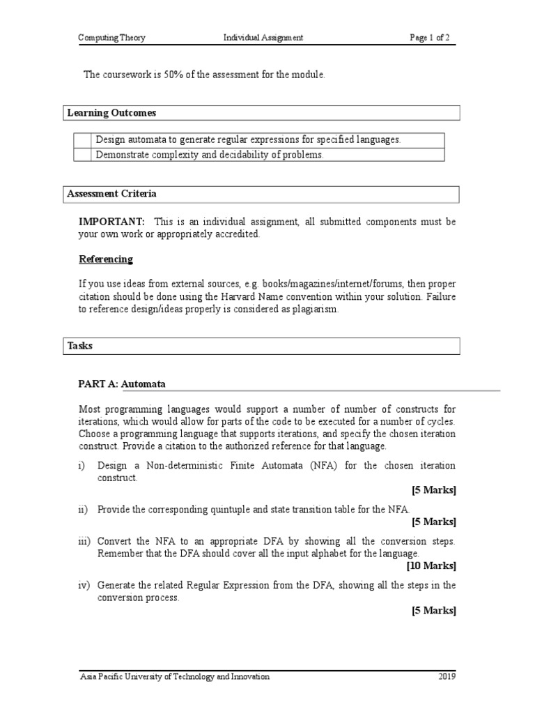CT111-3-2 COMT Assignment | PDF | Computational Complexity Theory | Theory Of Computation