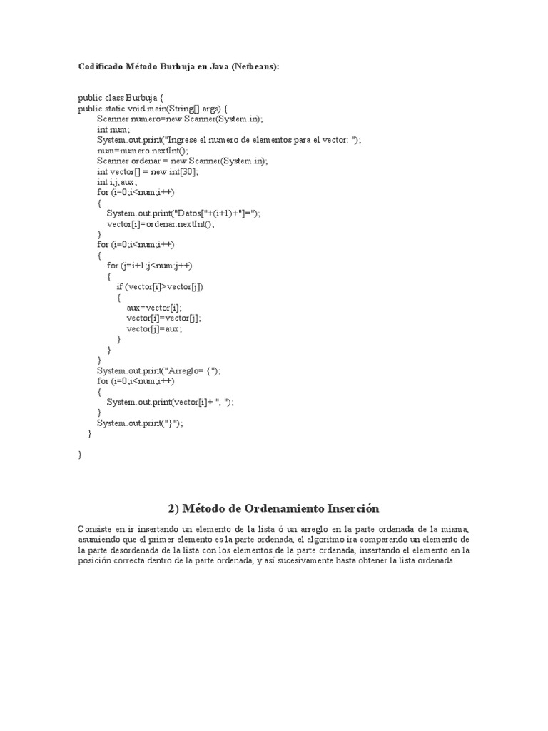 Metodos de Organizacion en Java | PDF | Matemáticas discretas | Informática