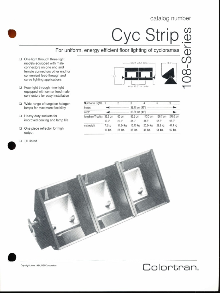 Colortran Cyc Strip Spec Sheet 1994 | PDF | Incandescent Light Bulb ...