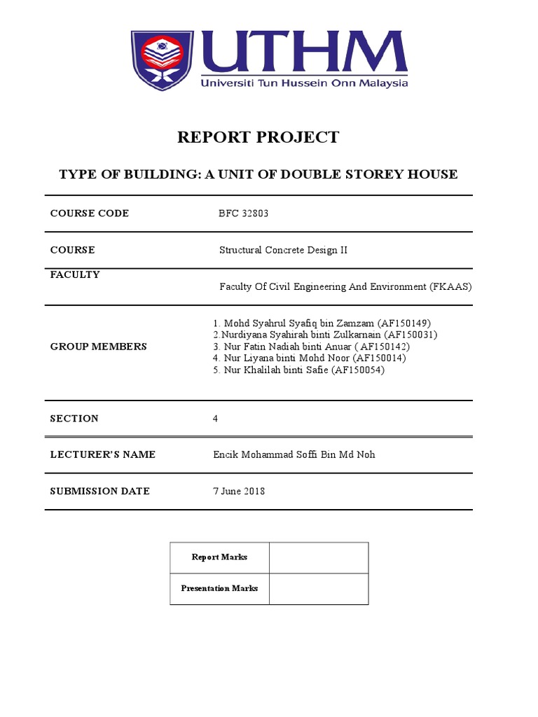 Double Storey House Project Report | PDF