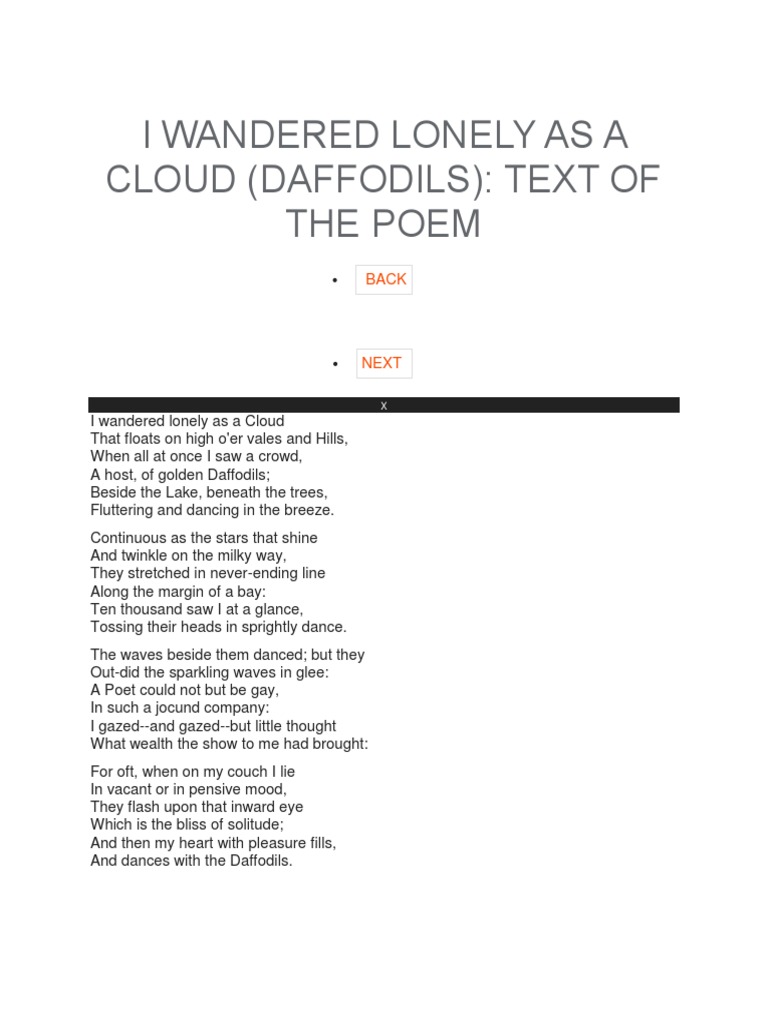 I Wandered Lonely as a Cloud | PDF | Poetic Form | Poetry