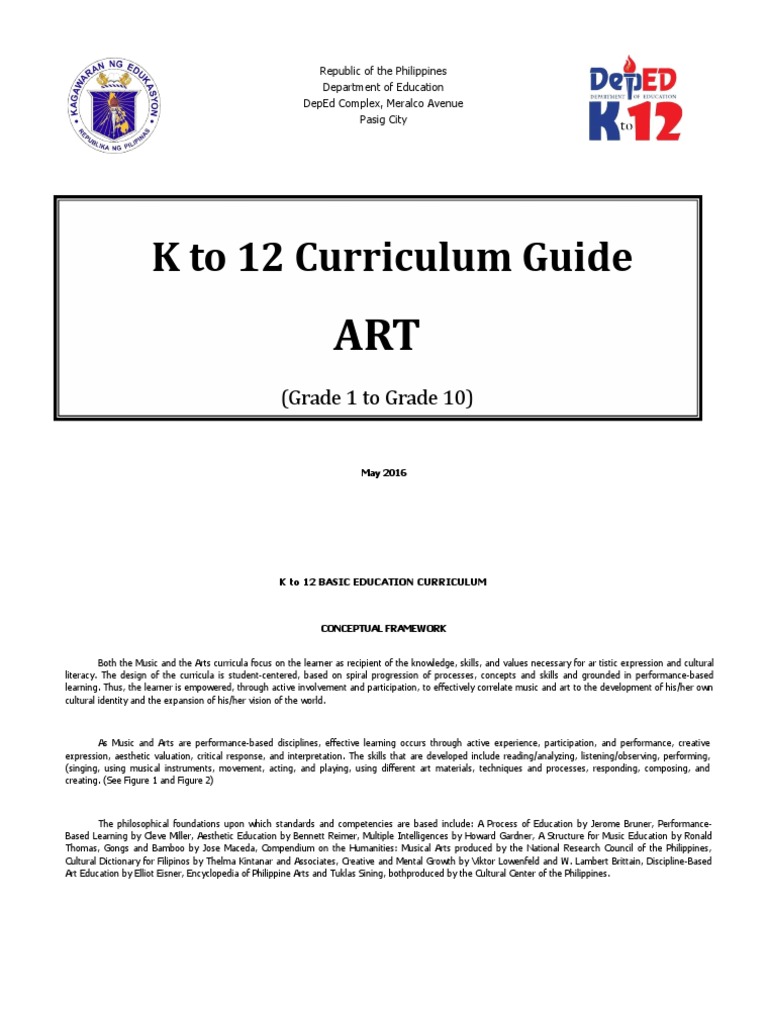 K to 12 Arts Curriculum Guide 2016 | PDF | Printmaking | Curriculum