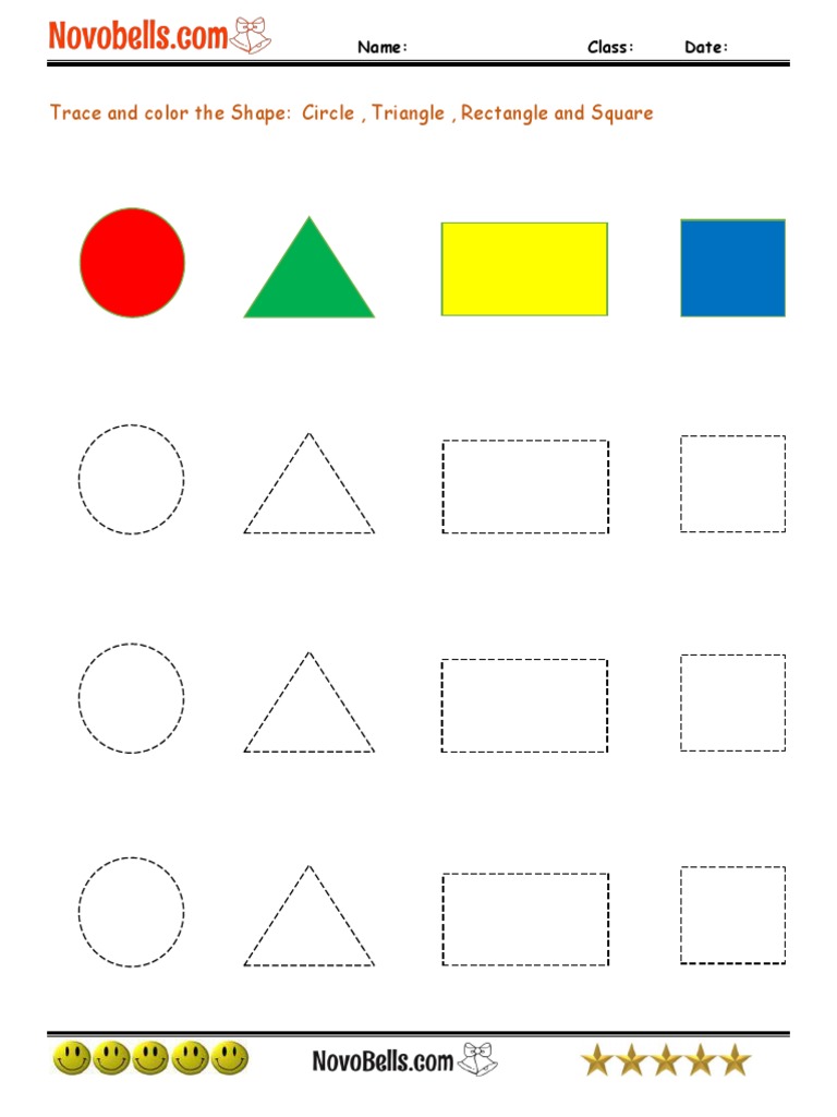 Trace and Color The Shape: Circle, Triangle, Rectangle and Square | PDF ...