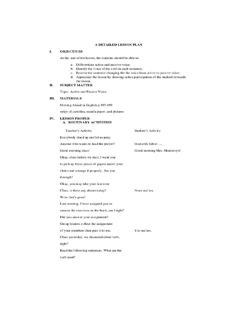 Active and Passive Voice Lesson Plan | PDF | Semiotics | Communication