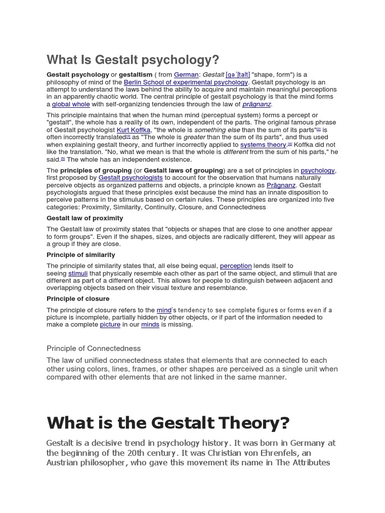 What Is Gestalt Psychology | PDF | Gestalt Therapy | Psychotherapy