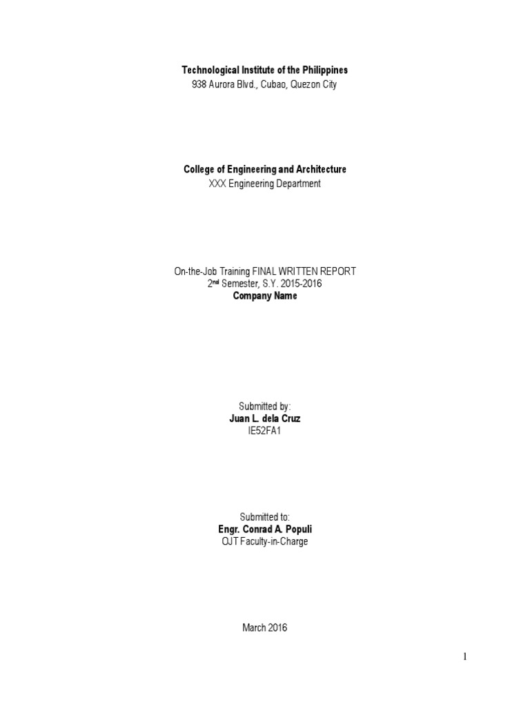 OJT Final Report: Engineering Training | PDF | Cognition | Learning