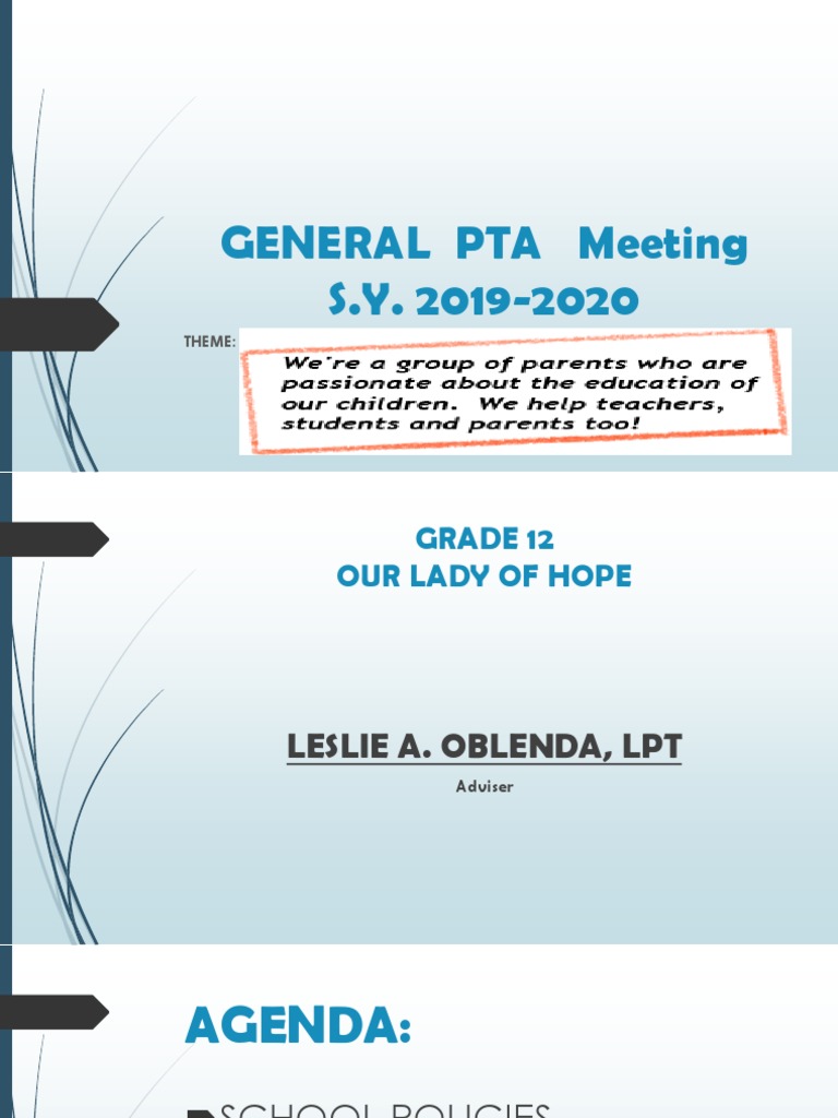 1st PTA Meeting | PDF