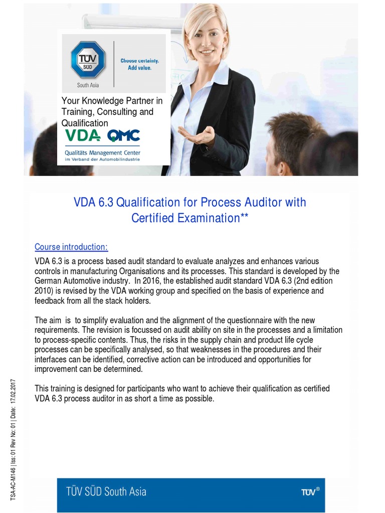 146 - 3 - VDA 6.3 Qualification For Process Auditor With Certified ...