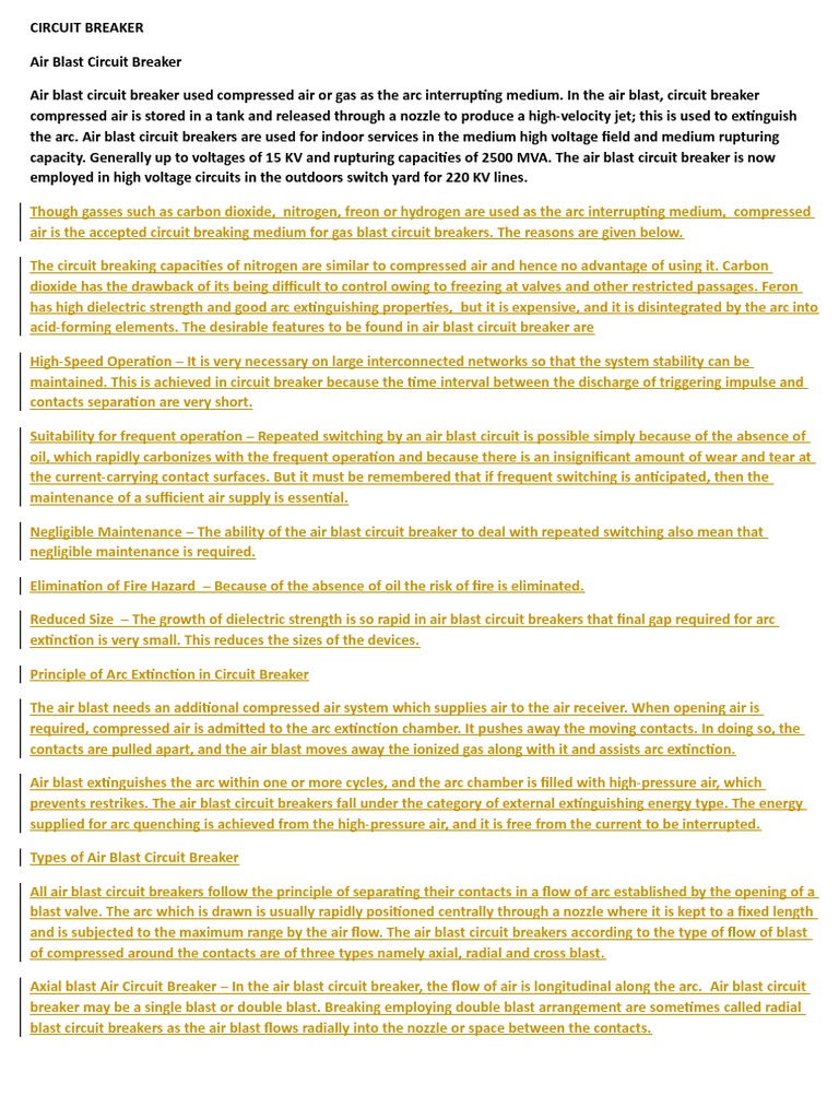 Circuit Breaker Notes | PDF | Electric Arc | High Voltage Direct Current