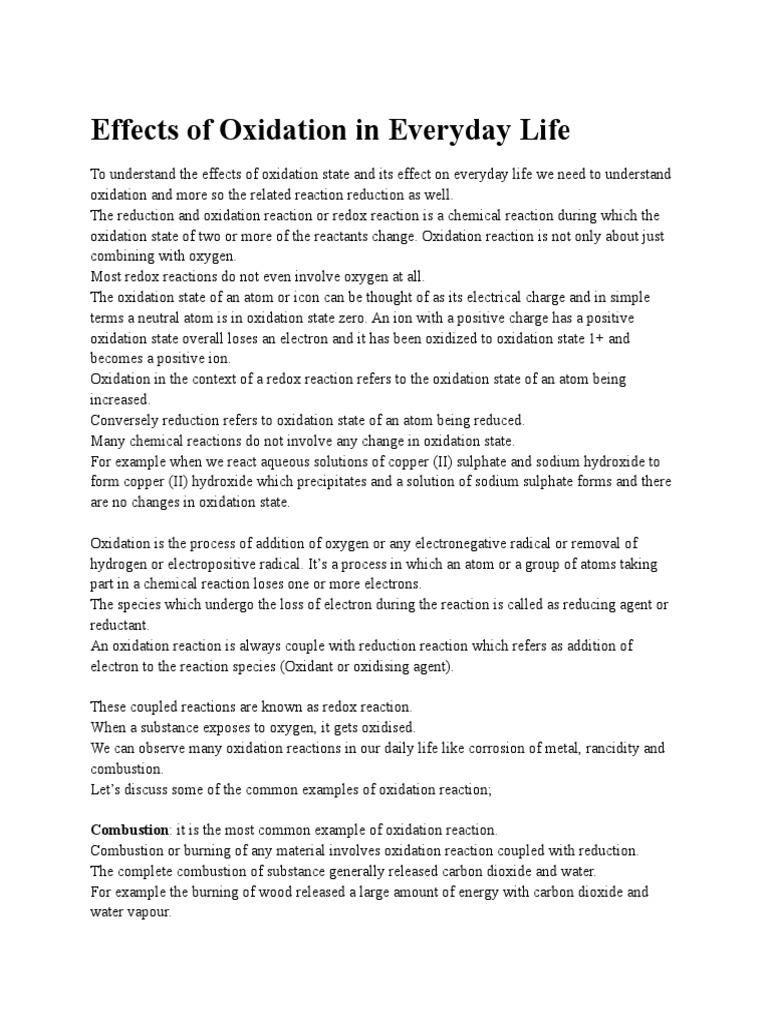 Everyday Effects of Oxidation | PDF | Redox | Corrosion